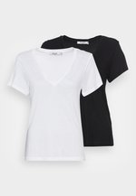 NA-KD V NECK TEE 2 PACK - T-Shirt basic - black/white/schwarz - Zalando.at