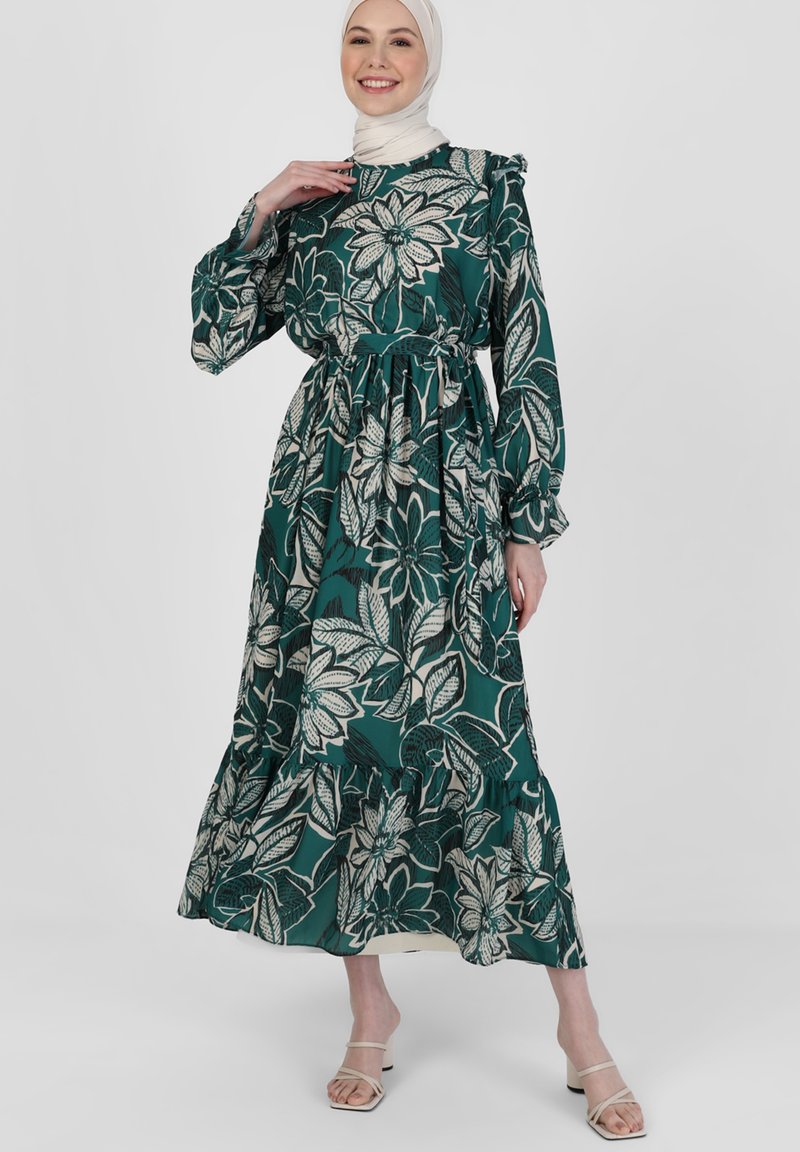 Modanisa FLORAL CREW NECK MODEST REFK - Maxi dress - emerald/evergreen ...