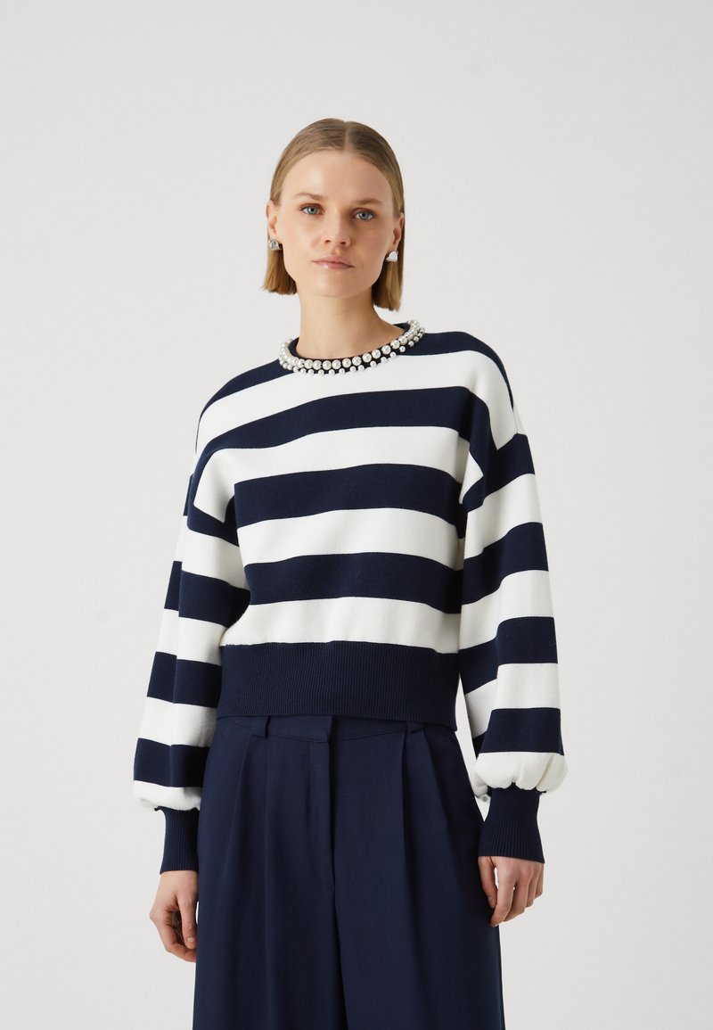 kate spade new york AWNING STRIPE SWEATER - Maglione - french navy/blu ...