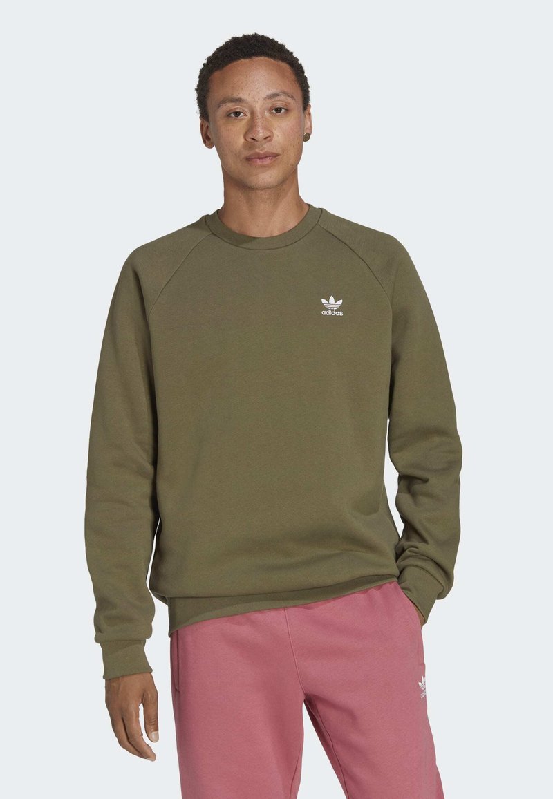 adidas Originals ESSENTIAL CREW - Sweatshirt - olive strata/olive ...