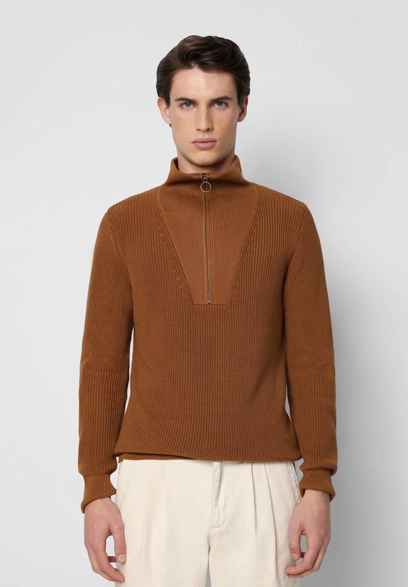 Scalpers ICON ZIP WITSMA - Strickpullover - mustard/braun - Zalando.at