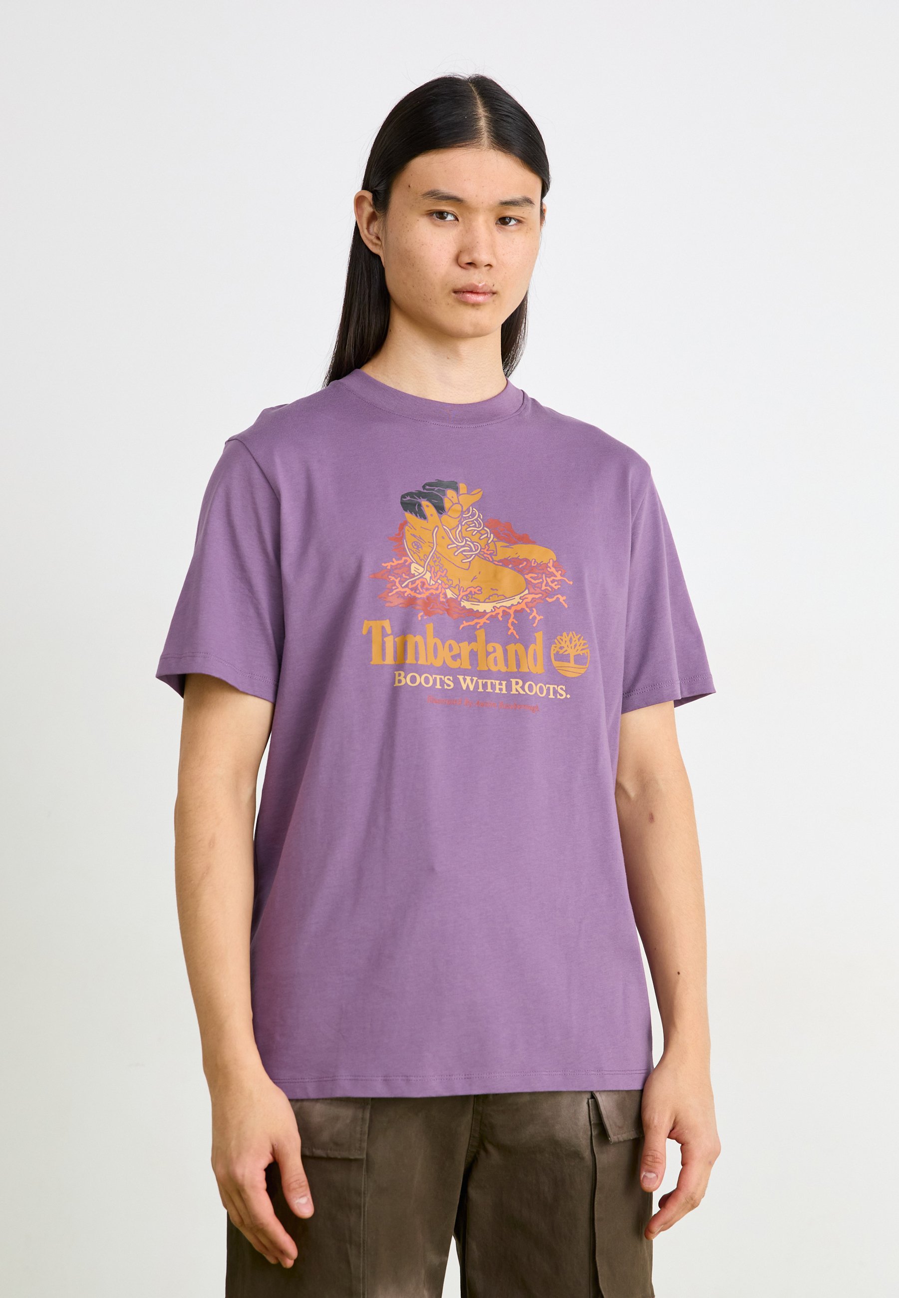 Timberland FRONT BOOT GRAPHIC TEE Print T shirt vintage violet purple Zalando