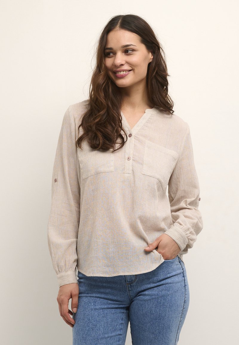 Kaffe KAVIVIAN - Bluzka - savannah tan chalk stripe/jasnobrązowy ...