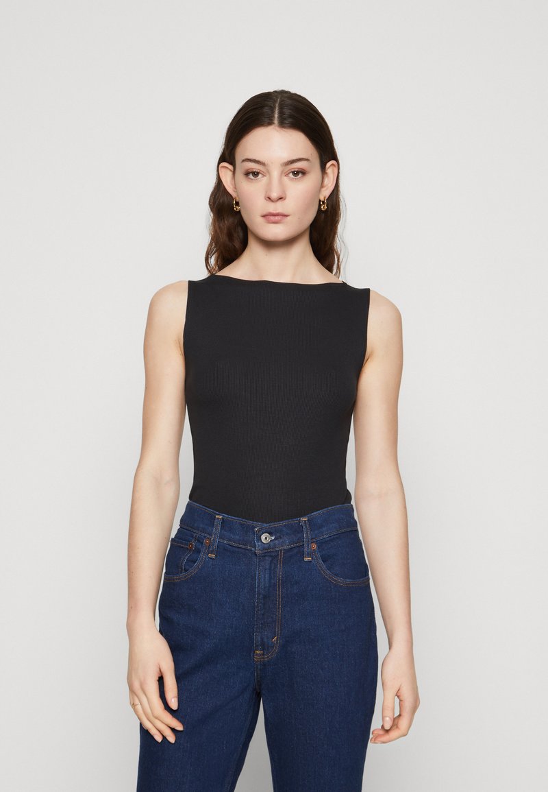 Abercrombie & Fitch FEATHERWEIGHT SLASH NECK - Top - black beauty/nero ...