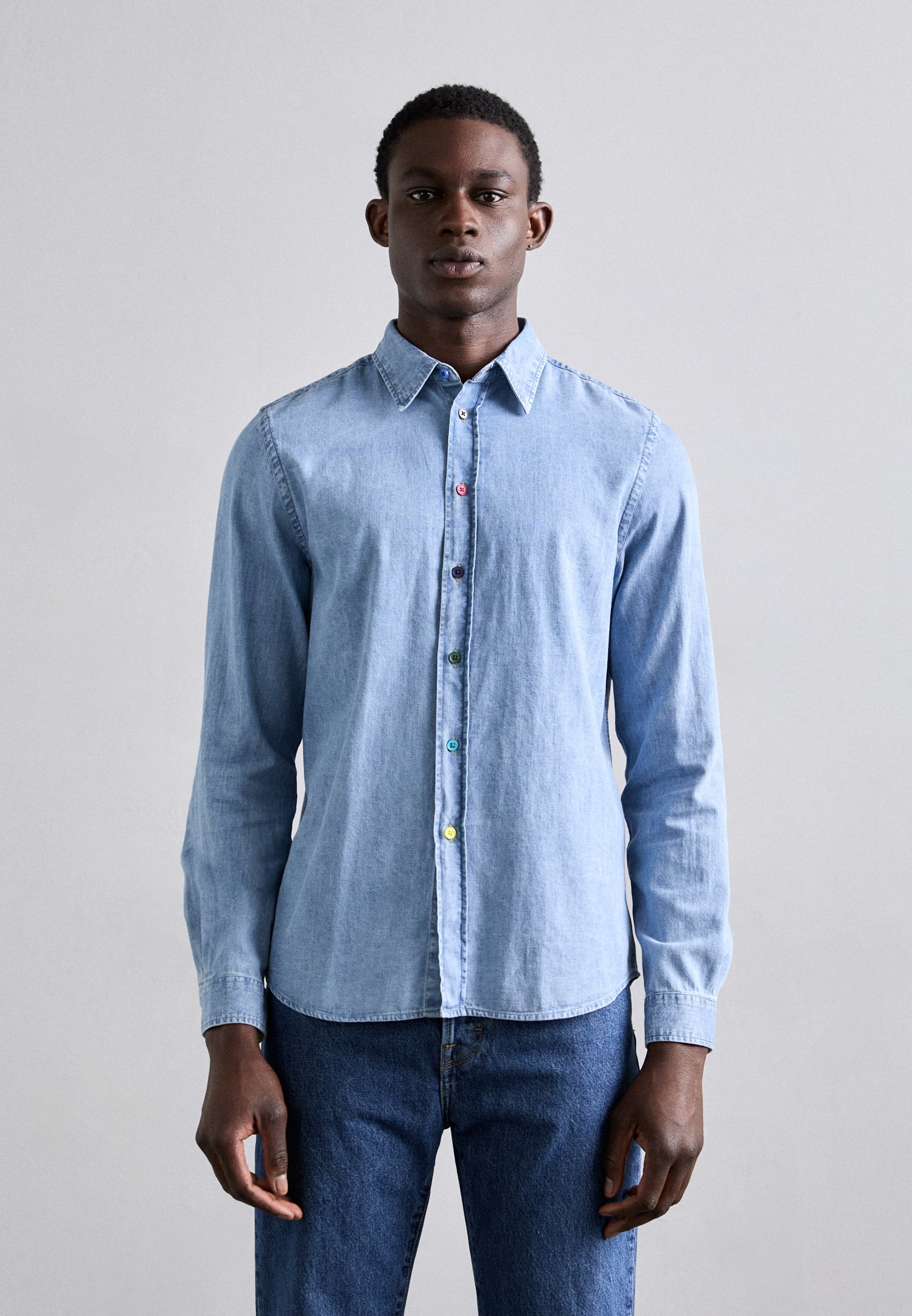 Light blue denim shirt mens store
