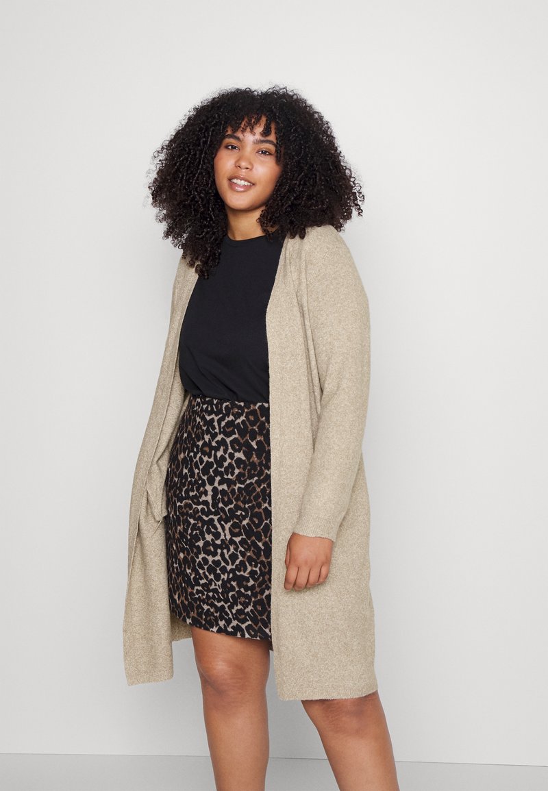 Vero Moda Curve VMDOFFY LONG OPEN CARDIGAN - Kofta - sepia/beige ...