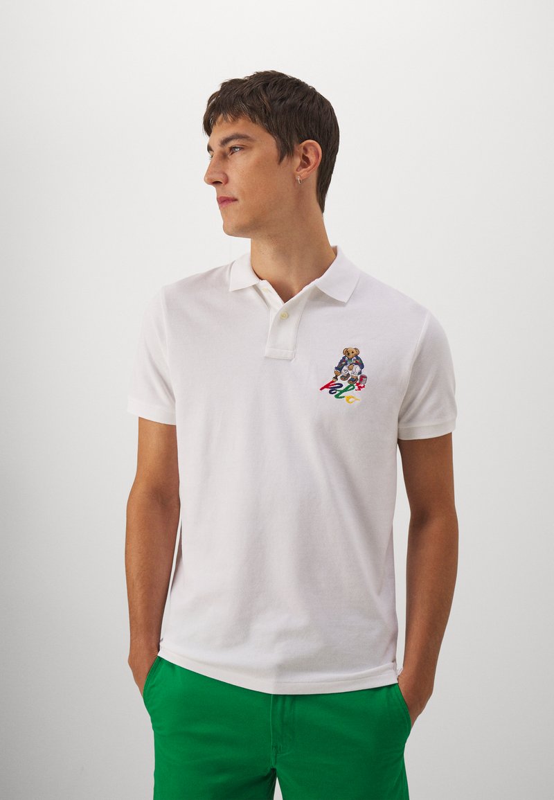 Polo Ralph Lauren CUSTOM SLIM POLO BEAR MESH POLO SHIRT - Polo shirt - white/off-white - Zalando ...