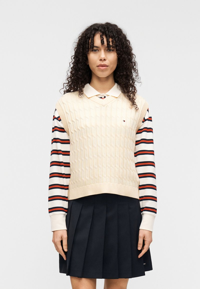 Tommy Hilfiger CABLE MID GG V-NK - Top - calico/offwhite - Zalando