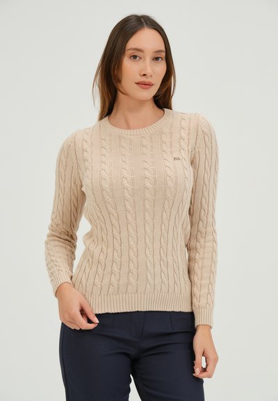 Cache Cache MIT STEHKRAGEN UND ZOPFMUSTER - Trui - sable/beige - Zalando.be