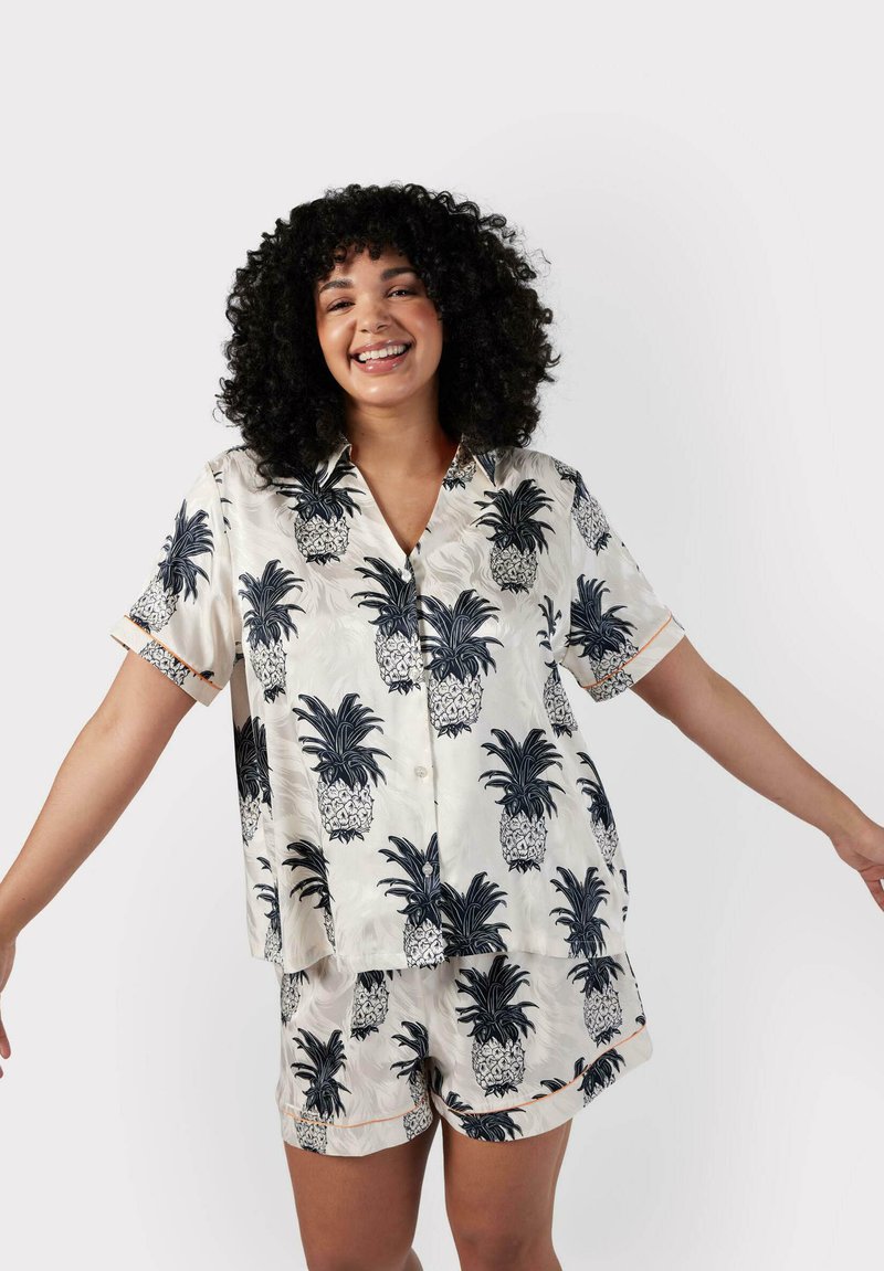Chelsea Peers CURVE JACQUARD PINEAPPLE - Pyjama set - off white/off ...