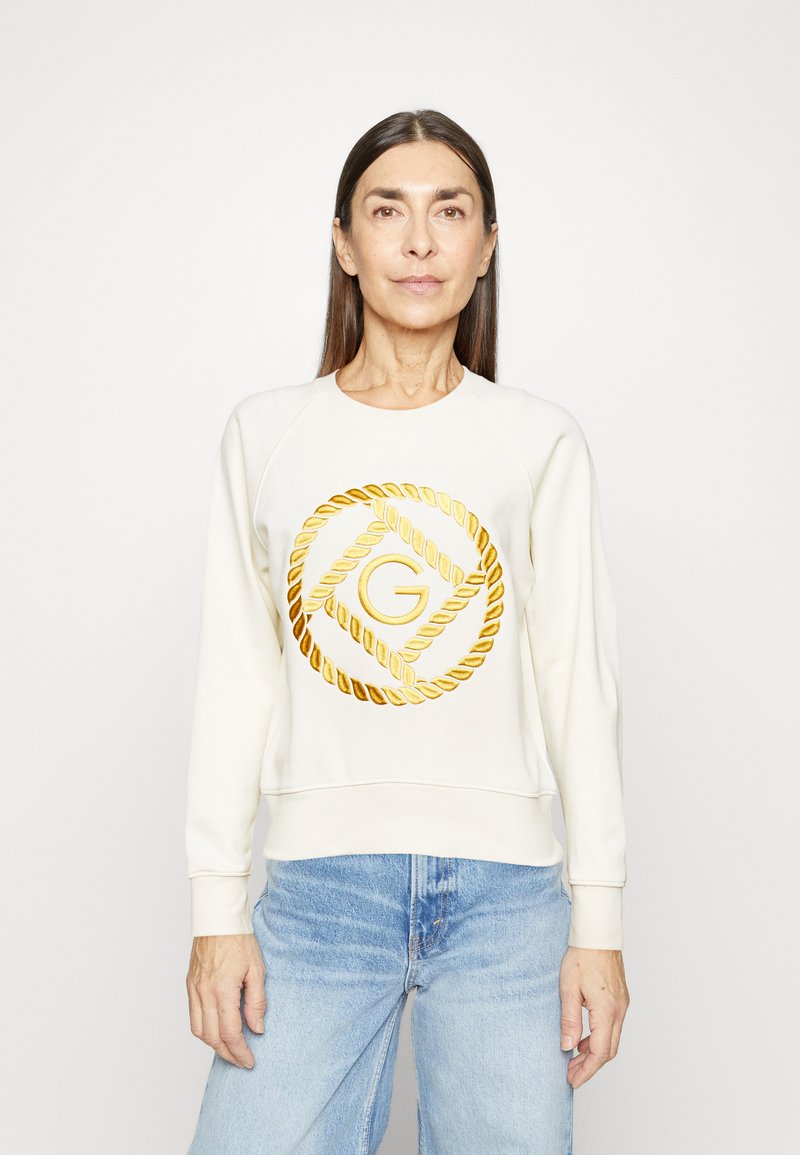 GANT ROPE ICON C NECK - Bluză de molton - cream/alb natural - Zalando.ro
