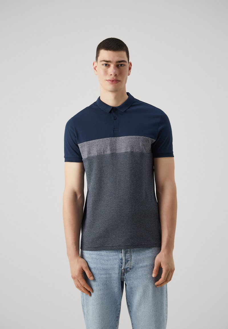Pier One Polo shirt - dark blue/mottled grey/dark blue - Zalando.ie