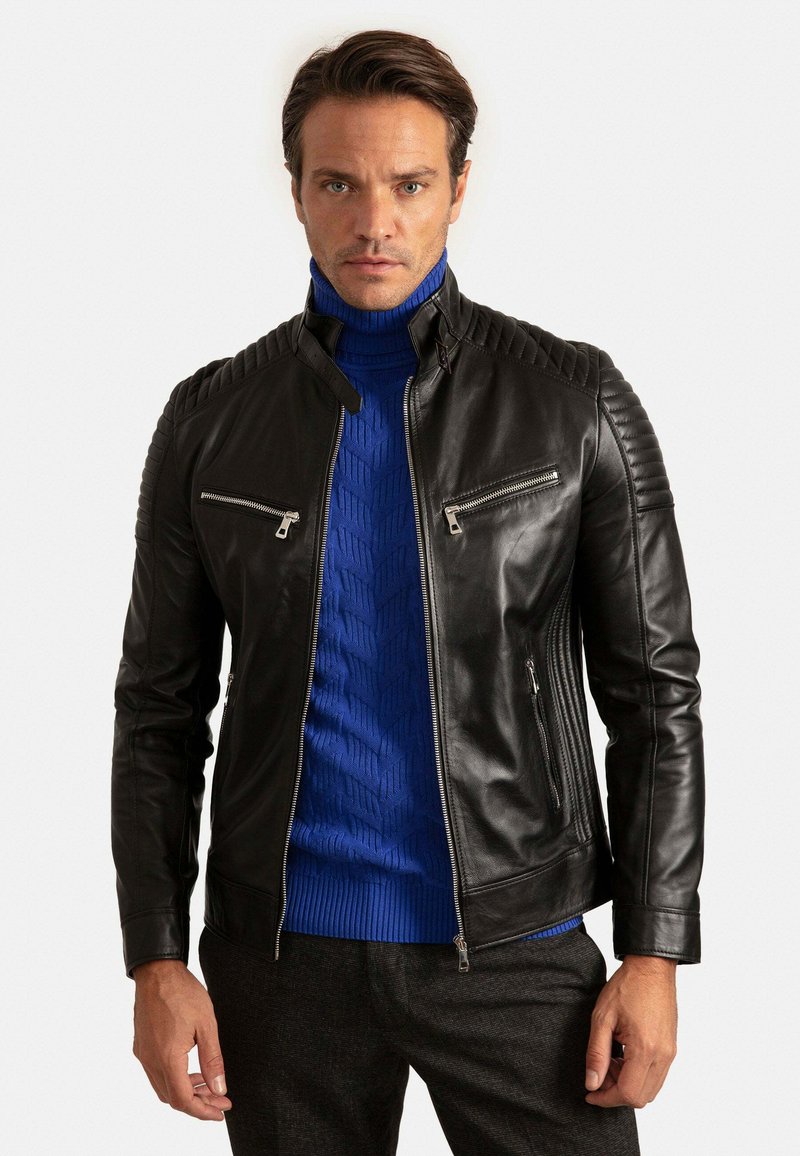 Williot 4 ZIPPED POCKET - Leather jacket - black - Zalando