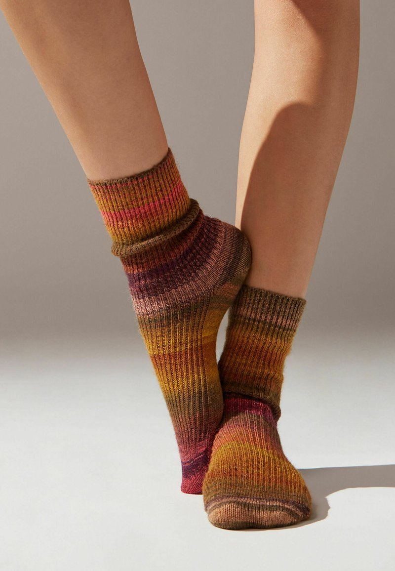 Calzedonia Socks - multifarben ochre terracotta with wool/brown - Zalando