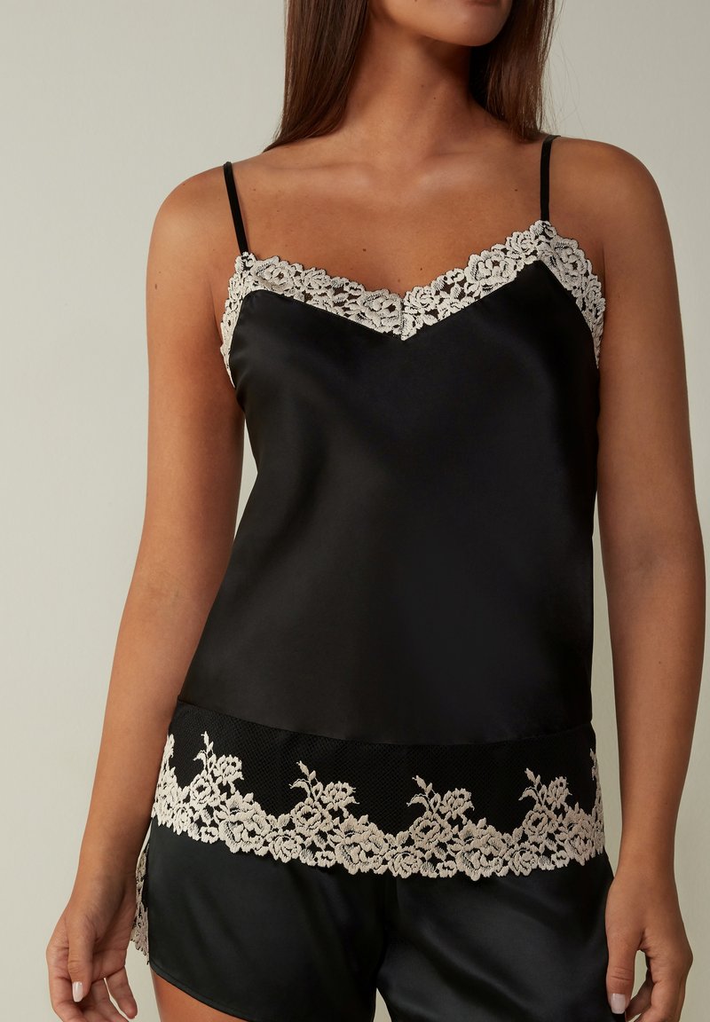 Intimissimi PRETTY FLOWERS - Pyžamový top - nero/ivory/černá - Zalando.cz
