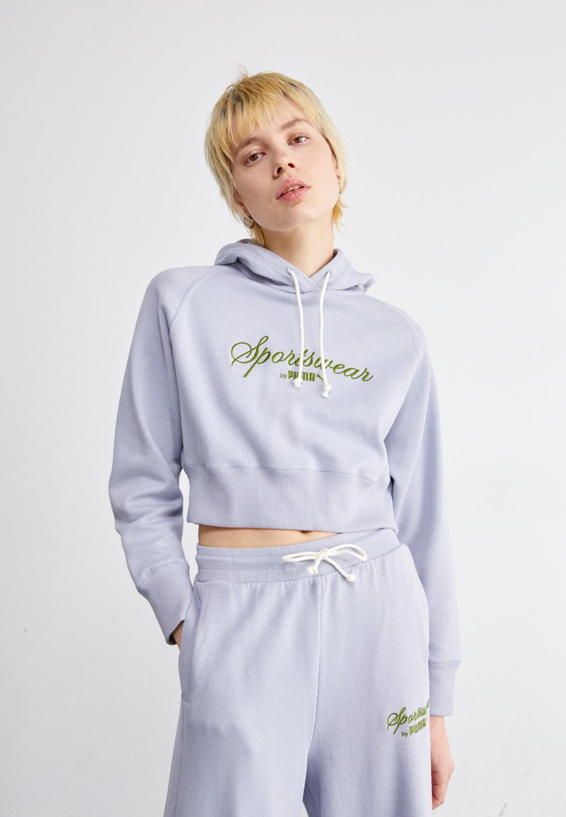 Puma CLASSICS CROPPED HOODIE - Pusa - gray fog/sinakashall - Zalando.ee