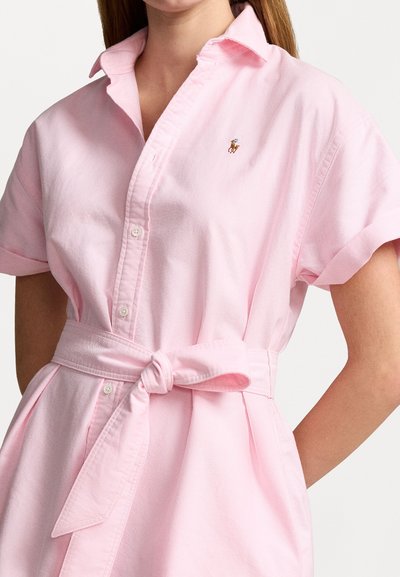 Polo Ralph Lauren BELTED SHORT SLEEVE OXFORD SHIRTDRESS - Shirt dress - bath pink/pink - Zalando ...