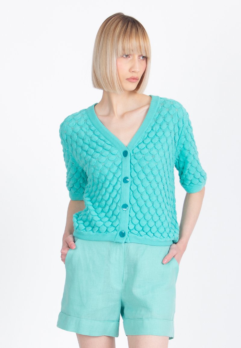 Ivko STRUCTURE PATTERN - Cardigan - aqua/turquoise - Zalando