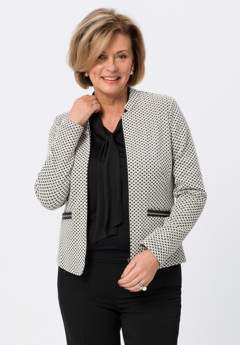 Frank Walder ÄRMEL NOS - Summer jacket - ecru schwarz/white - Zalando.de