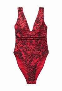 Next PLUNGE TUMMY CONTROL - Swimsuit - red leopard/red - Zalando