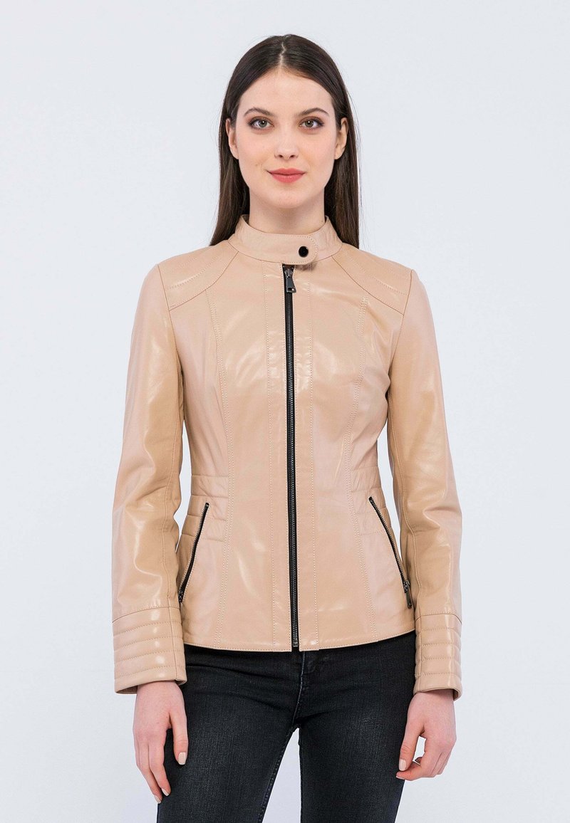 Felix Hardy Leather jacket - beige - Zalando