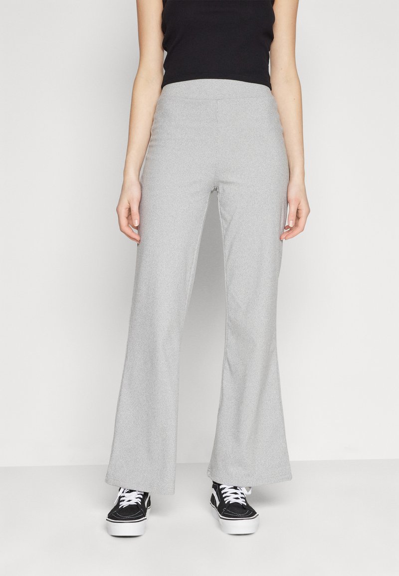 Even&Odd FLARE BRUSHED RIB PANTS - Bukser - mottled light grey ...