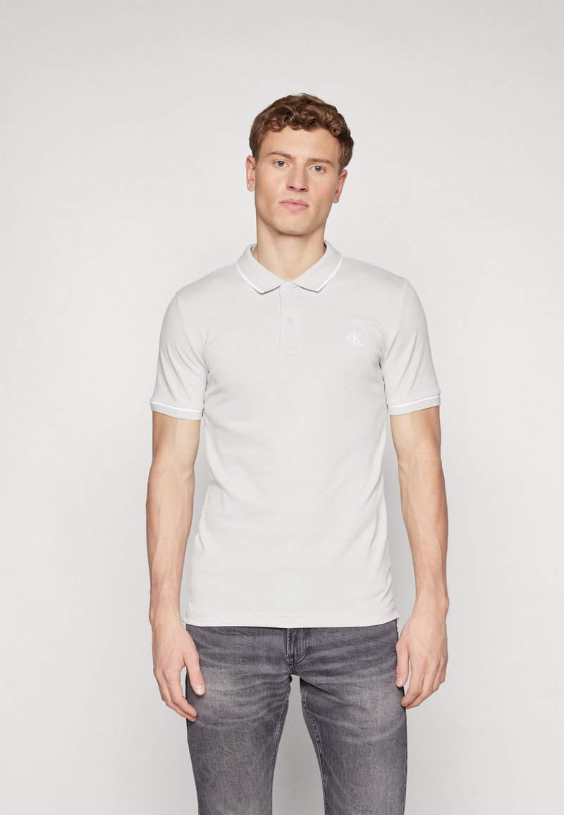 Calvin Klein Jeans Tipping Slim Polo Shirt Lunar Rock Grey Zalando De