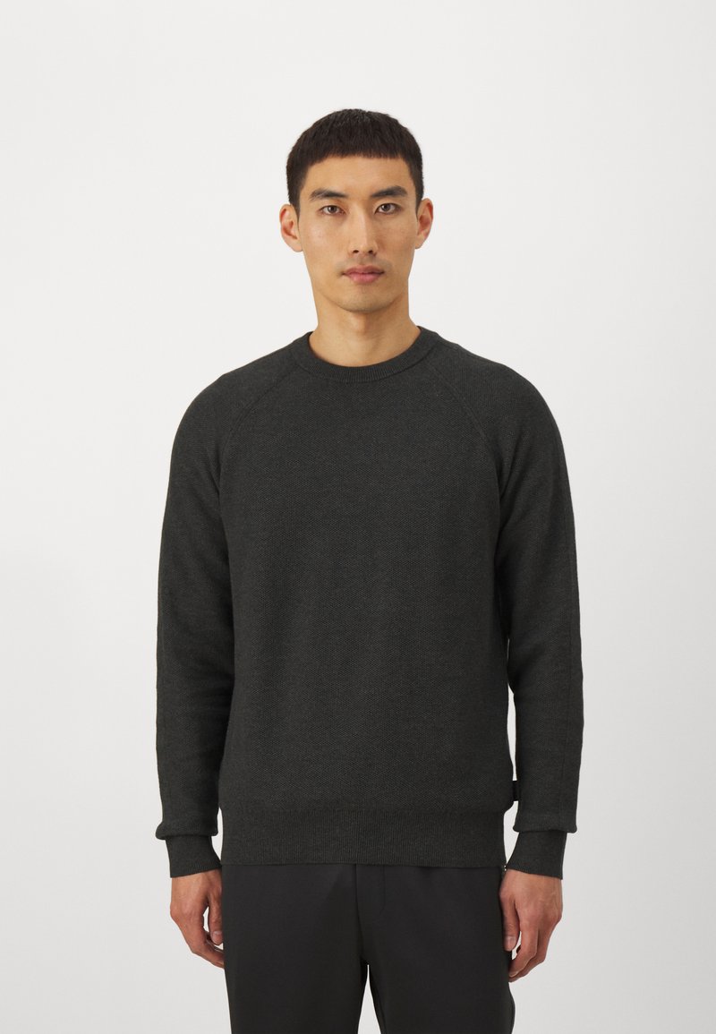 Michael Kors MIX STITCH CREW - Jumper - charcoal mel/dark grey - Zalando.ie