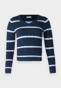 Hollister Co. ICON CABLE V NECK - Strickpullover - eventide/grisaille ...