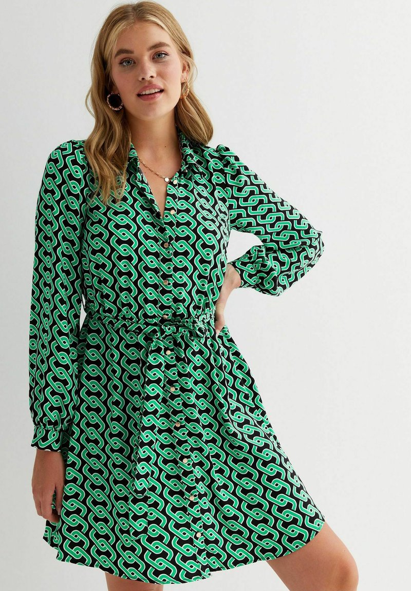 New Look Tall TALL GEOMETRIC - Blousejurk - black pattern/groen ...