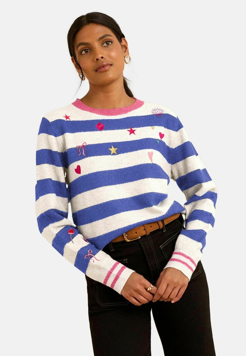 Love & Roses REGULAR FIT - CREW NECK - Jumper - blue and ivory/blue ...
