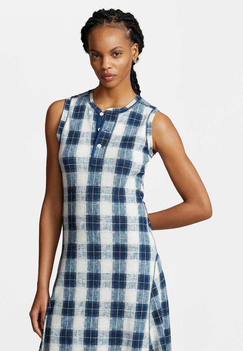 Polo Ralph Lauren PLD SL ROWIE-SLEEVELESS-DAY DRESS - Freizeitkleid - navy plaid/blue denim ...