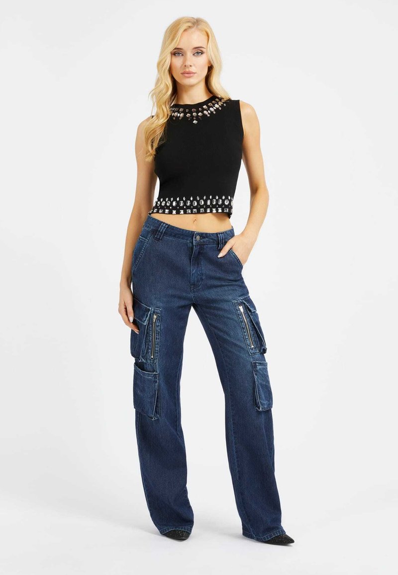 Guess MIT STRASS - Top - schwarz/zwart - Zalando.be