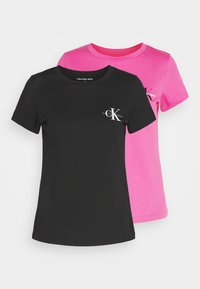 Calvin Klein Jeans MONOLOGO SLIM TEE 2 PACK - T-shirt basique - pink amour/black/rose - ZALANDO.FR