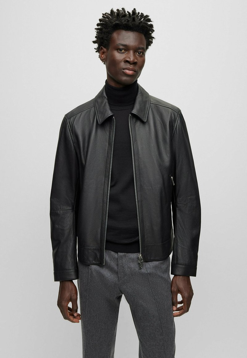 BOSS MAPSON - Bőrdzseki - black one/fekete - Zalando.hu