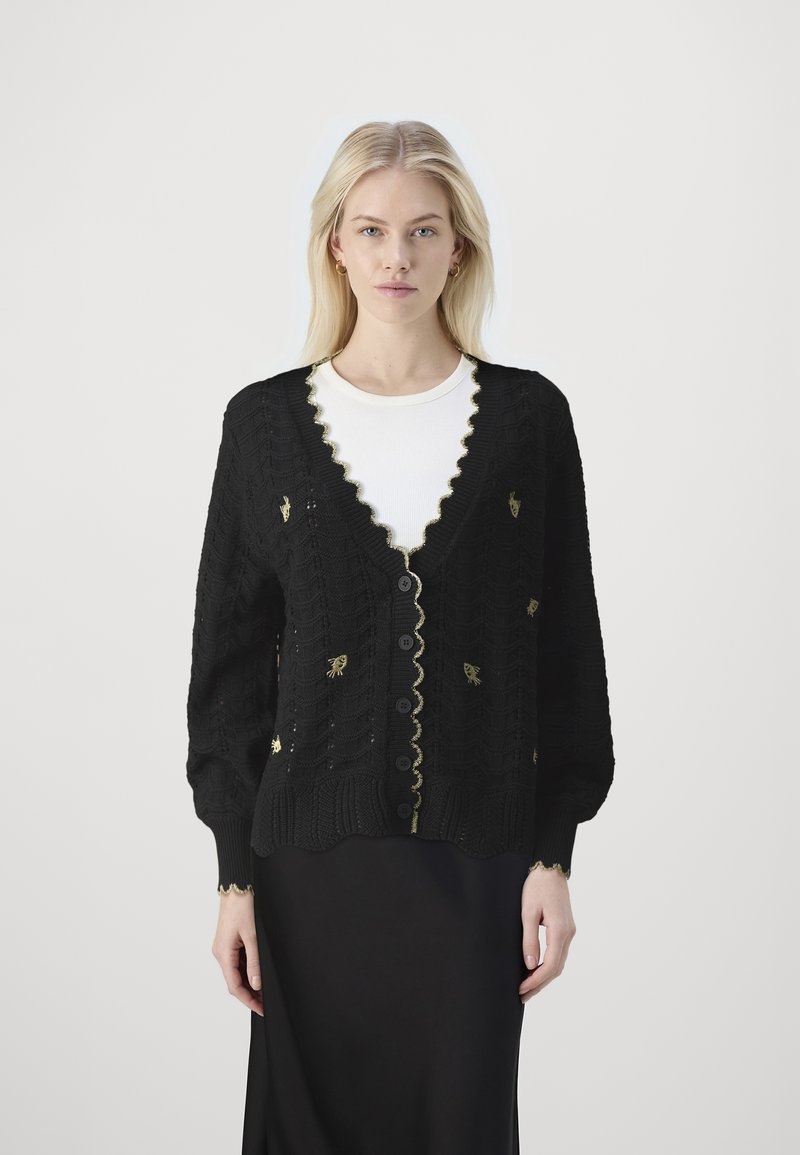 Never Fully Dressed FISH EMBROIDERY - Cardigan - black - Zalando.co.uk