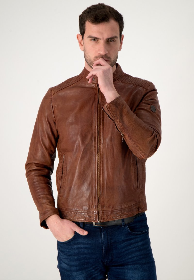 Urban 5884 SHAWN - Veste en cuir - dark cognac/marron - ZALANDO.BE