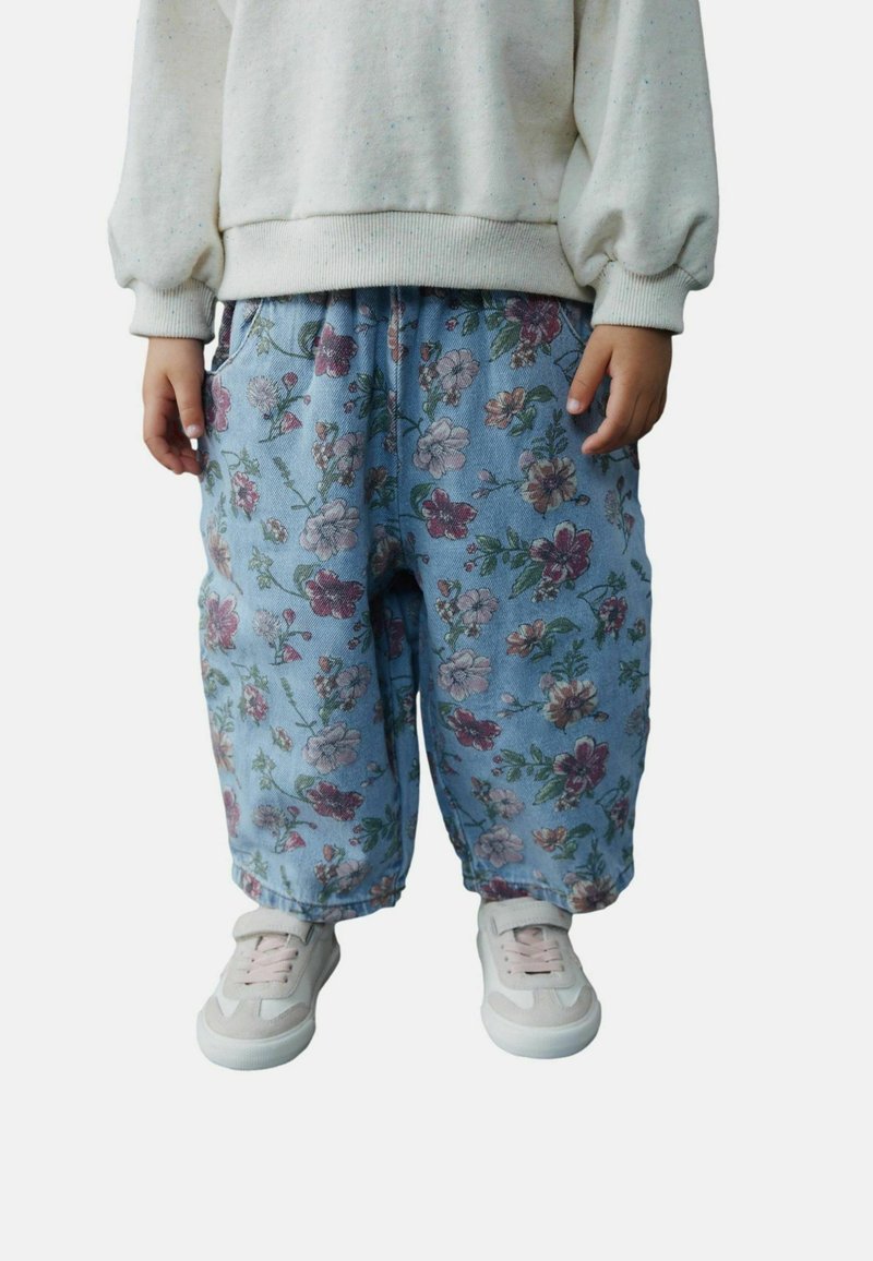 Next PULLON BARREL - Jeans Straight Leg - blue floral print/blåmeleret ...