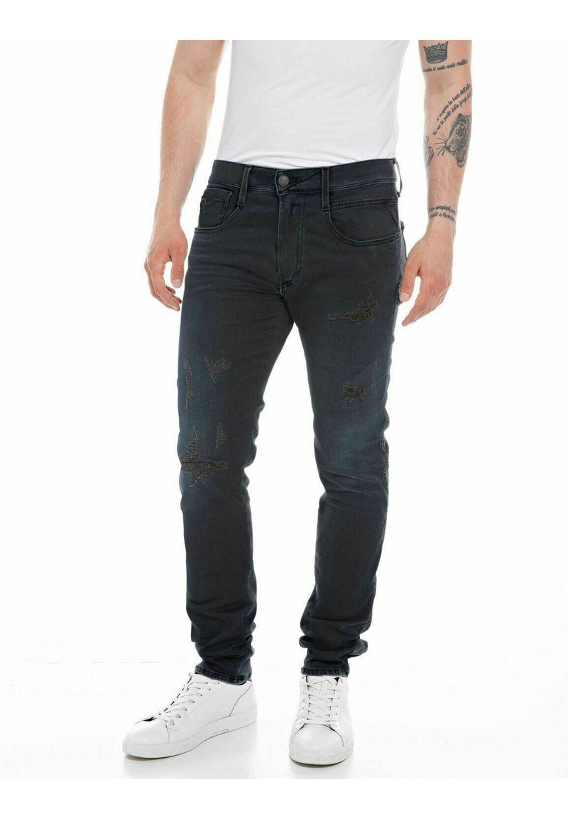 Replay ANBASS HYPERFLEX - Jeans Slim Fit - darkblue/dark-blue denim ...