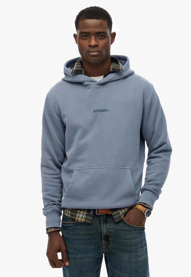 Superdry & Co MICRO LOGO - Hoodie - flint stone blue grey/light blue ...