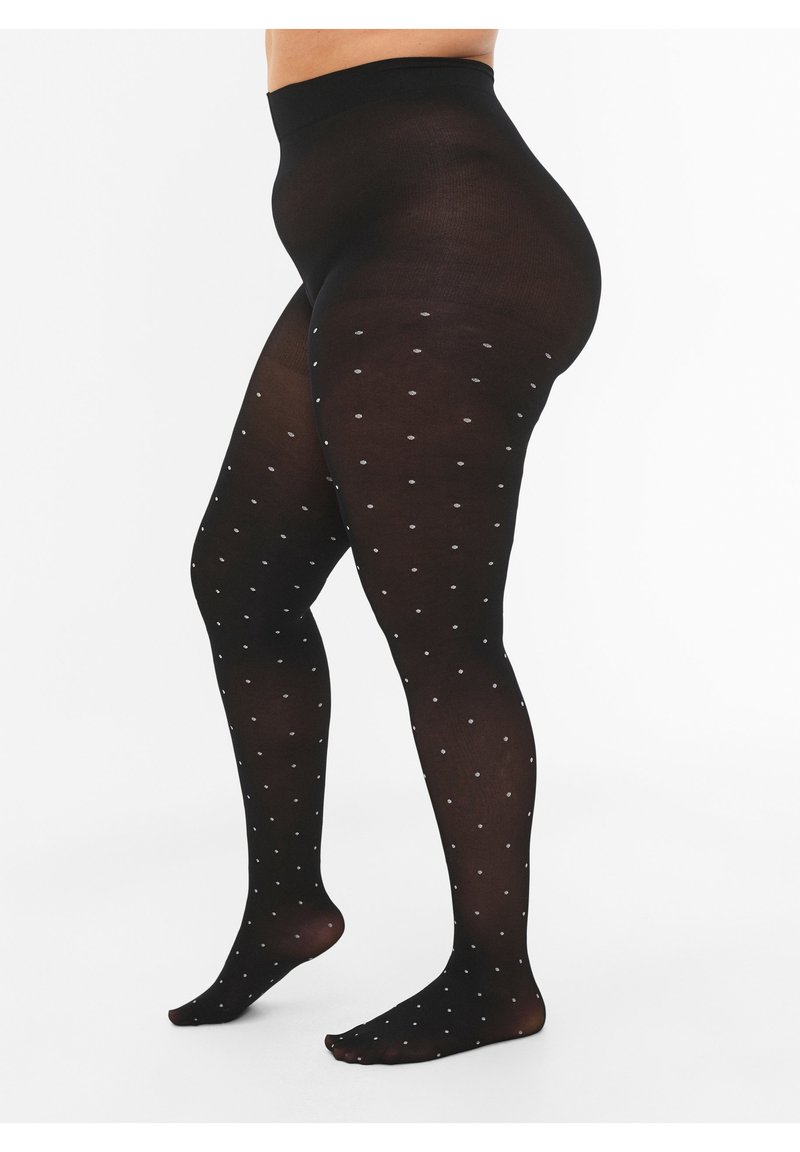 Zizzi MIT PUNKTEN - Strumpfhose - black w dot/schwarz - Zalando.at