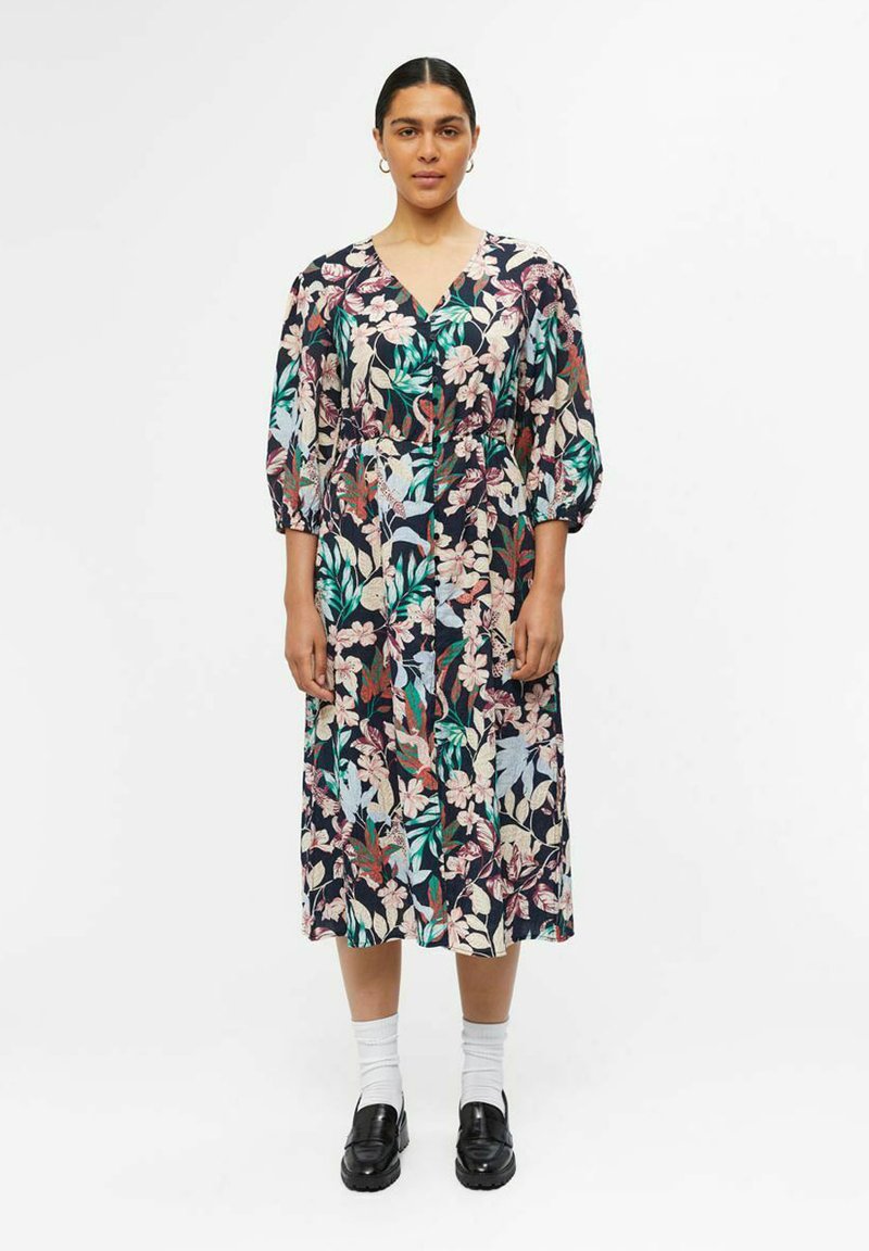 Object MIDI PRINT - Freizeitkleid - black/schwarz - Zalando.de