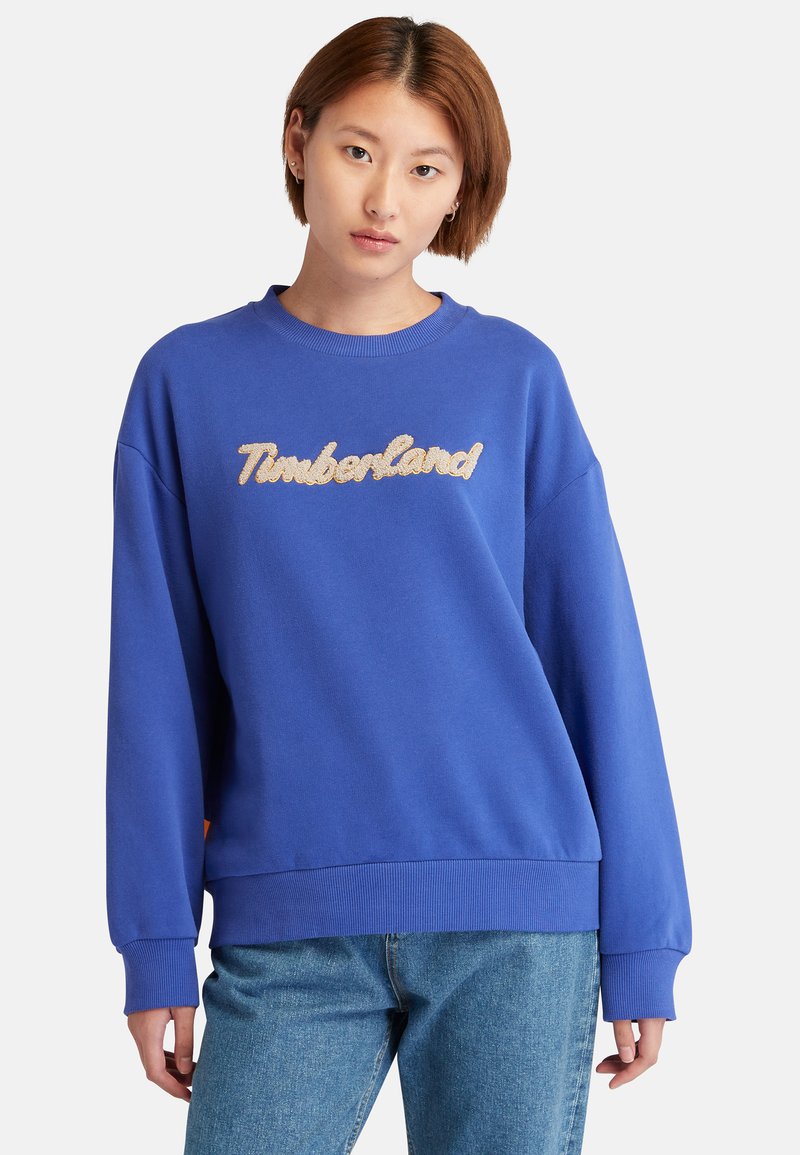 Timberland LOGO TEXTURE CREW - Sudadera - clematis blue/azul - Zalando.es