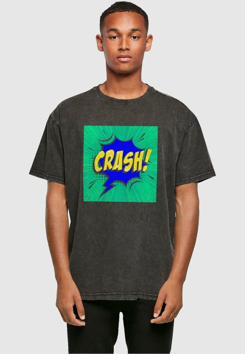 Merchcode CRASH COMIC ACID WASHED - T-Shirt print - black/schwarz ...