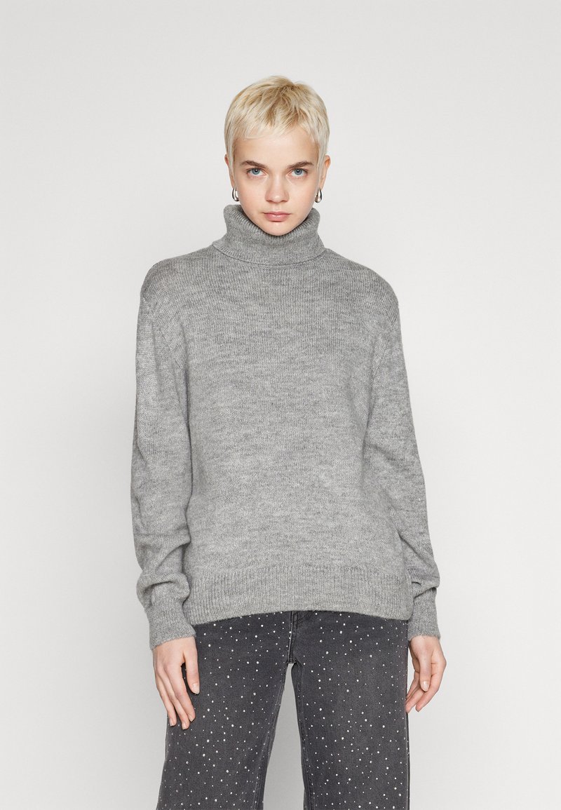JDY JDYLIBBY ROLL NECK - Pullover - medium grey melange/gris chiné - ZALANDO.FR