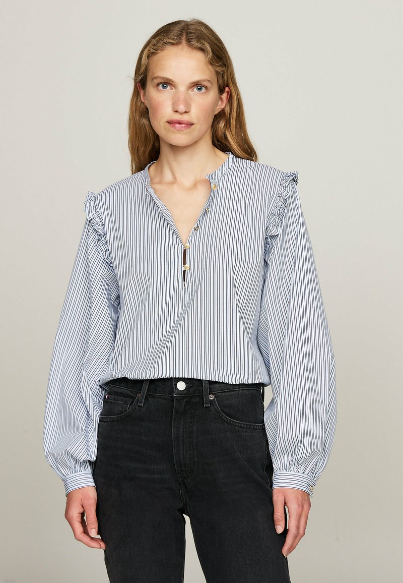 Tommy Hilfiger RUFFLE - Bluse - ivy stp vessel blue/hellblau - Zalando.at
