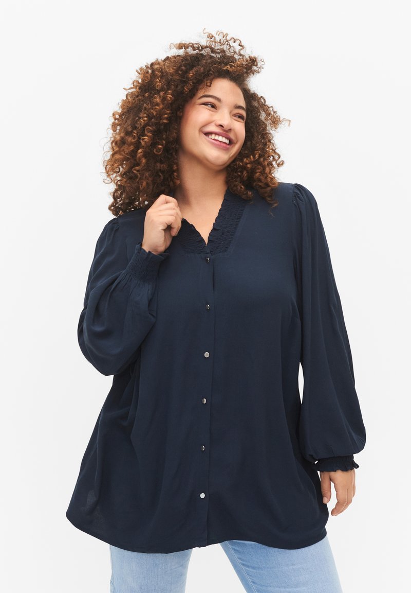 Zizzi LONG-SLEEVED - Blouse - total eclipse/donkerblauw - Zalando.nl