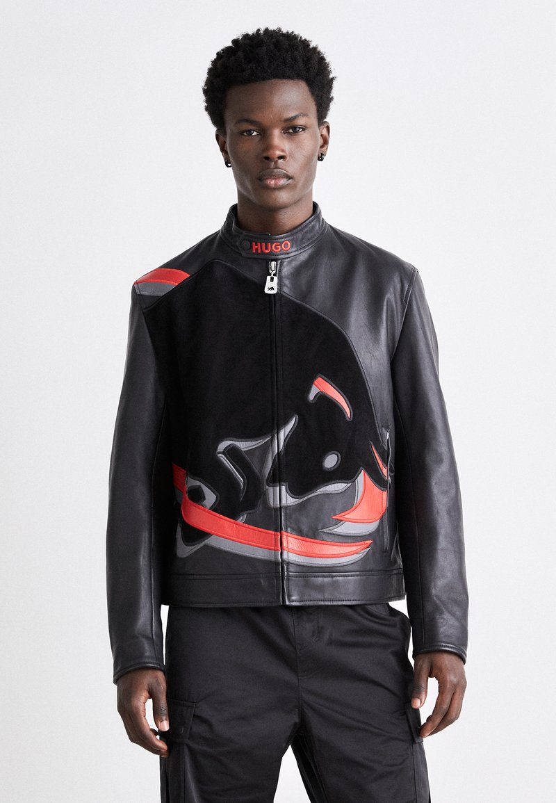HUGO HUGO X RACING BULLS LAUX - Leather jacket - black - Zalando.ie