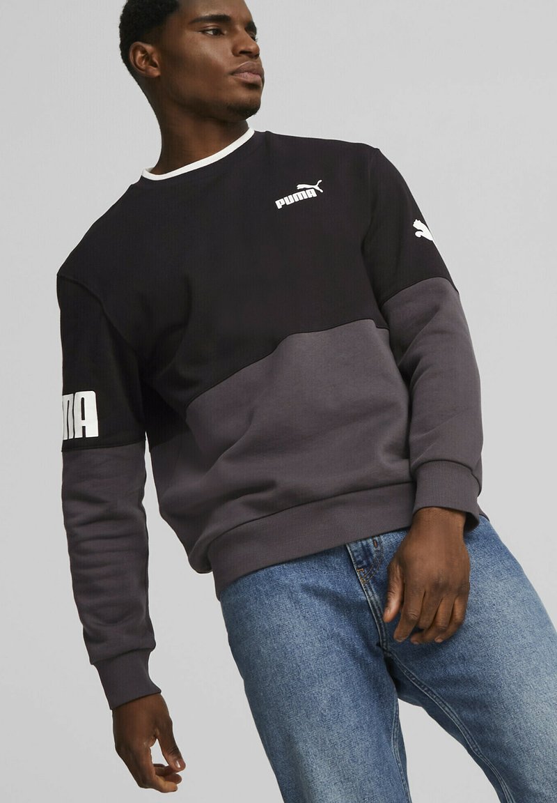 Puma POWER COLOURBLOCK MIT RUNDHALSAUSSCHNITT - Sweater - black/zwart ...