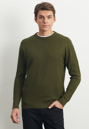 Lindbergh CABLE O-NECK - Strickpullover - dk army/dunkelgrün - Zalando.at